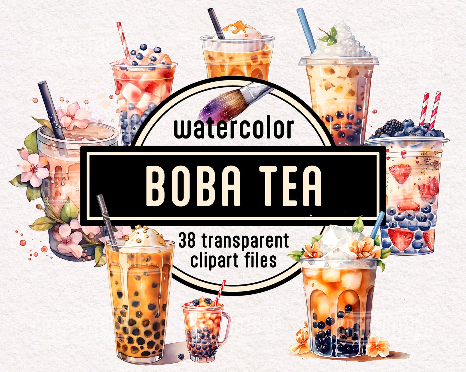Watercolor Boba Tea Clipart Bubble Tea PNG Tapioca Tea Boba Nai Cha ...