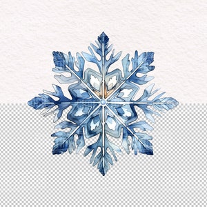 Watercolor Snowflake Clipart Winter Graphics PNG Christmas Ornament ...