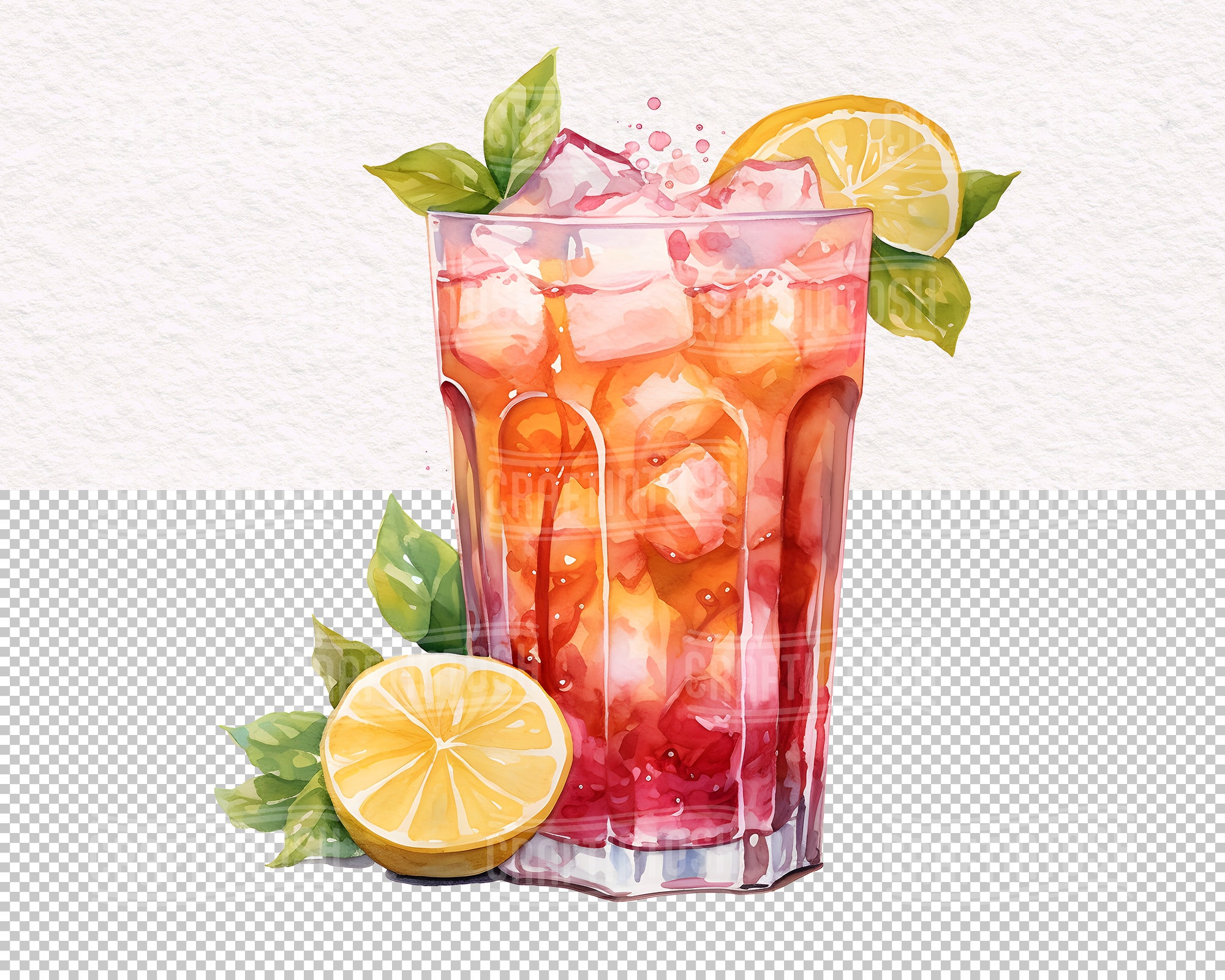 Watercolor Iced Tea Clipart Transparent Ice Tea Pitcher Ice Tea Glasses ...