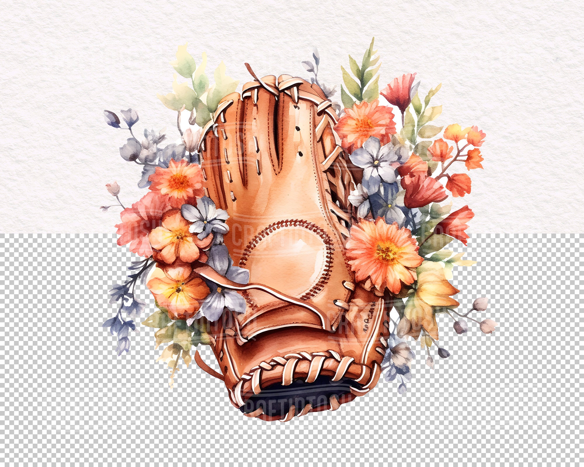 Watercolor Baseball Clipart Set 66 Softball Sports PNG Ball Bat Glove ...
