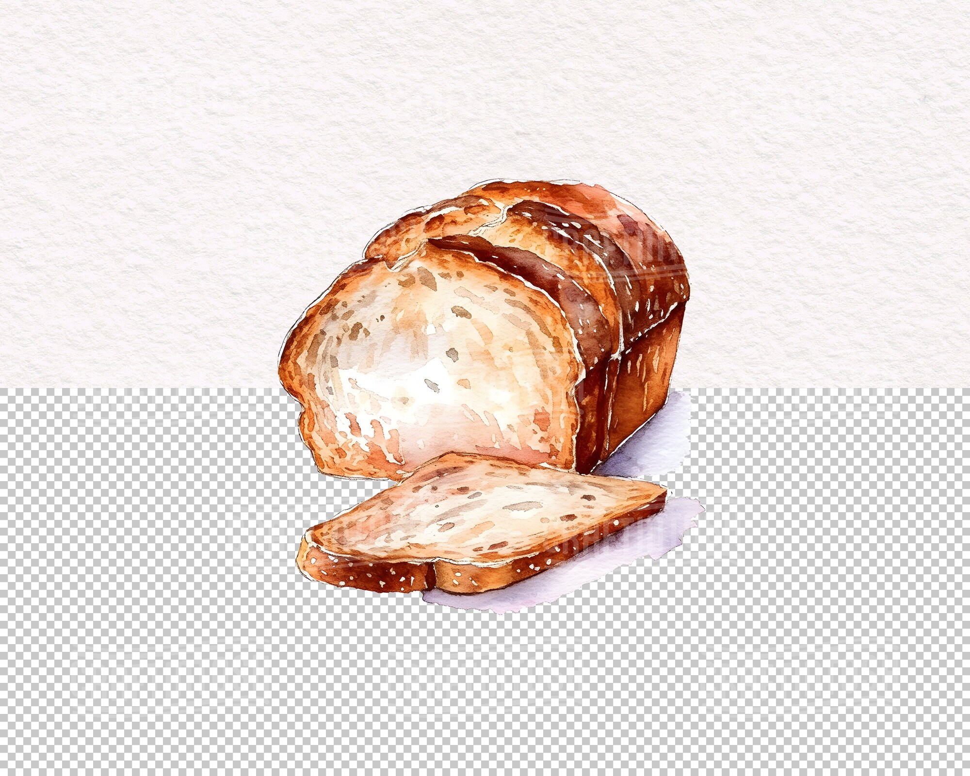 Watercolor Bread Clipart: Bakery Clipart Baking Bread PNG White Bread ...