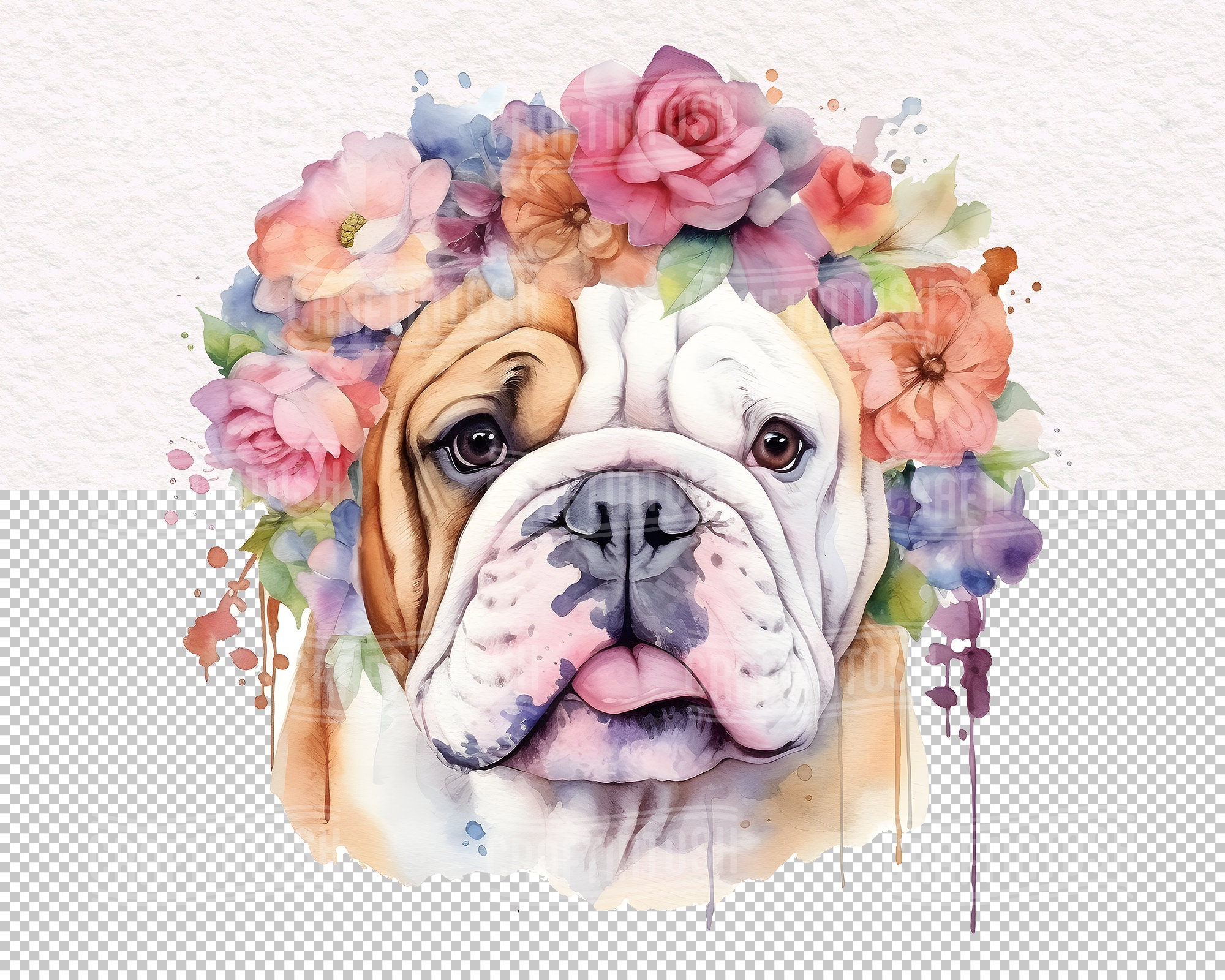 Watercolor Floral Dog PNG Clipart - Dogs With Flower Crowns Blossom ...