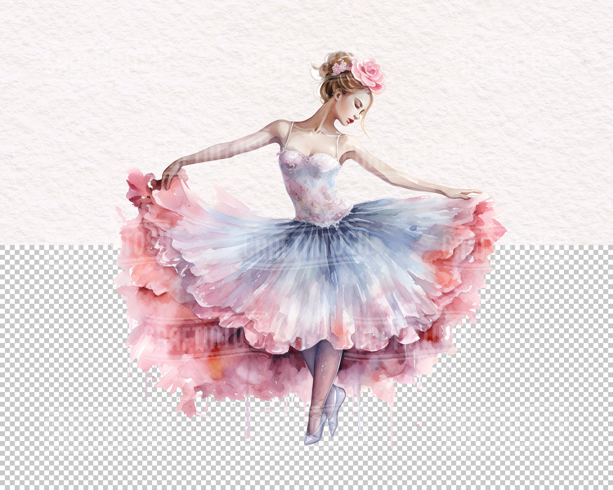 Watercolor Graceful Ballerina Clipart - Transparent Ballerina Stickers ...