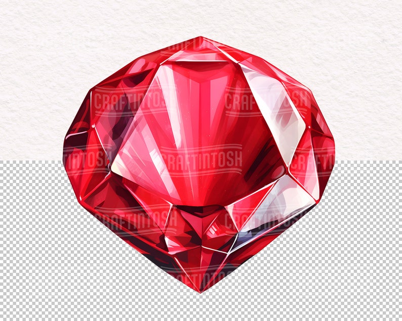 Watercolor Red Ruby Gemstone Clipart - 26 PNG Ruby Clipart Cut Heart ...