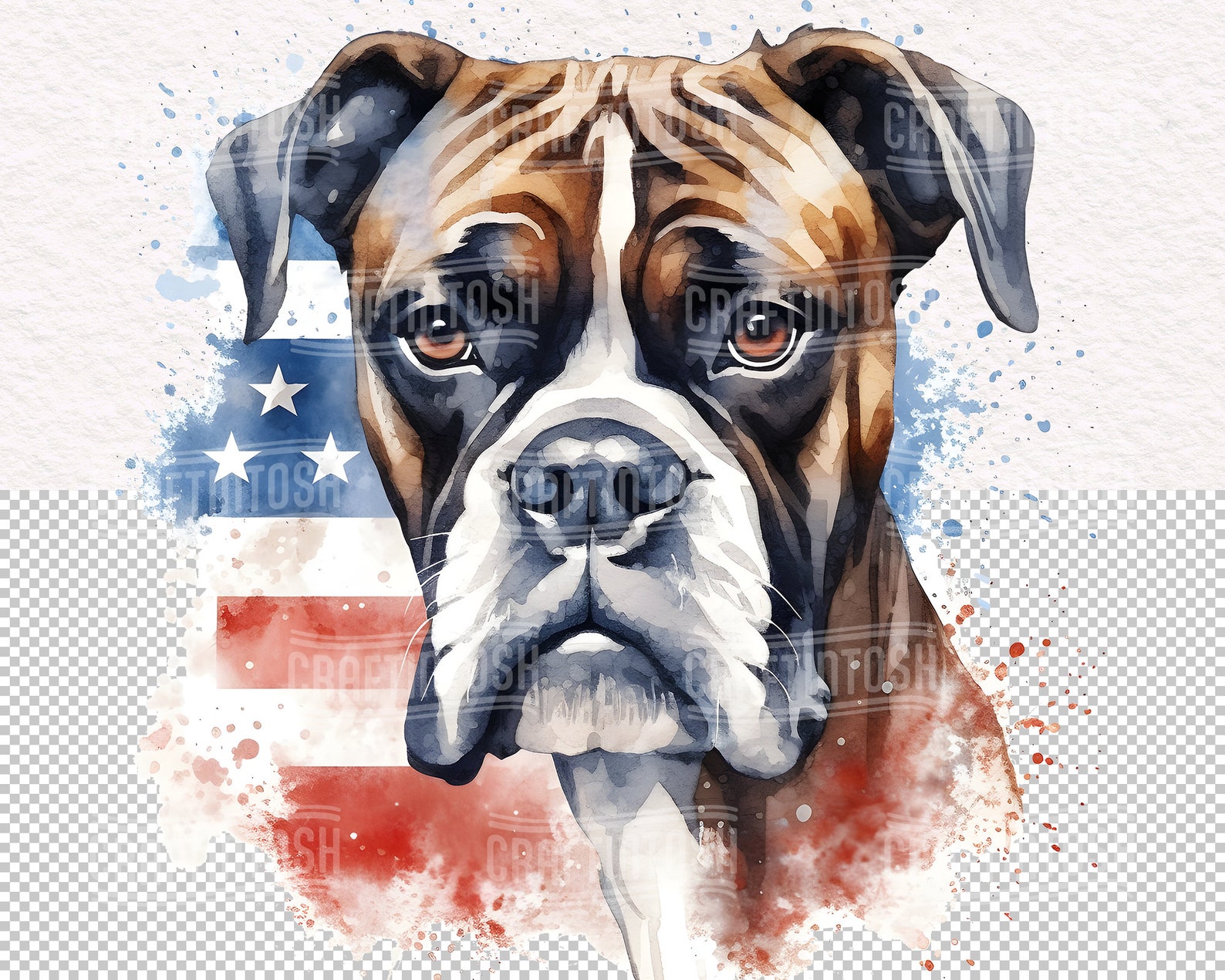 Patriotic Dogs 4th of July Watercolor Clipart - Cute Pet Portrait ...
