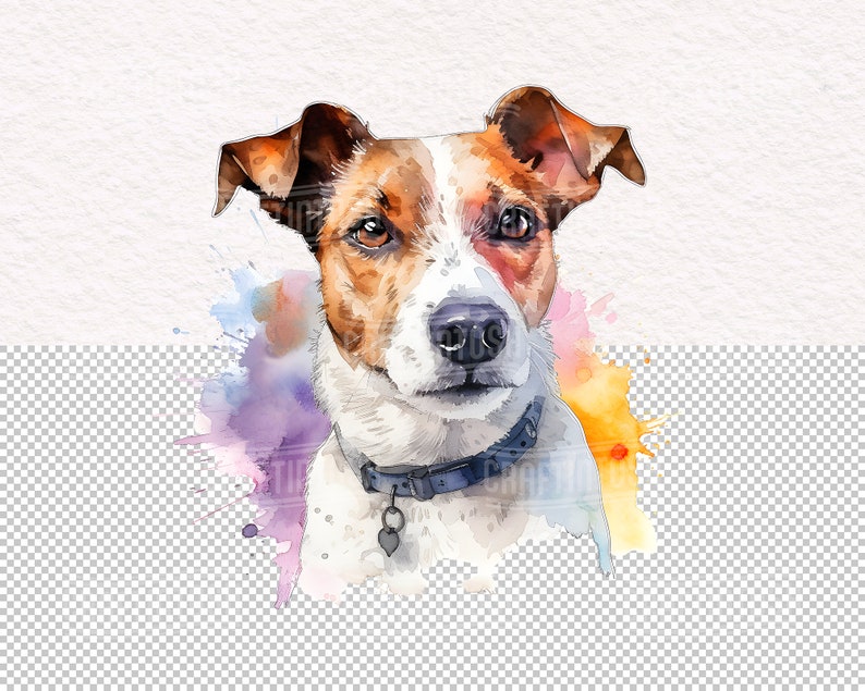 Watercolor Jack Russell Dog PNG Clipart - Cute Puppies Pet Portrait ...