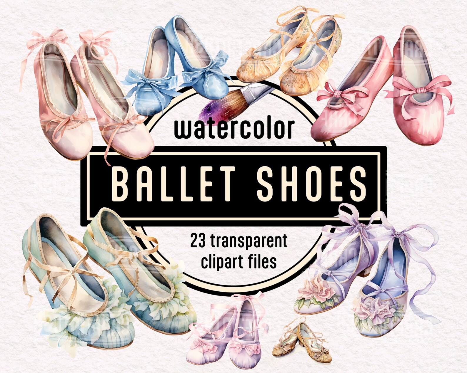 Watercolor Ballet Shoes Clipart PNG Set Commercial Use High Resolution ...
