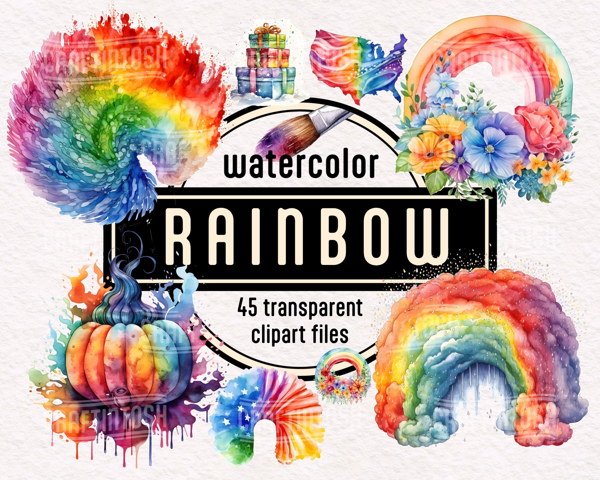 Watercolor Rainbow Clipart PNG Boho Rainbow, Pastel Rainbow Nursery Art ...