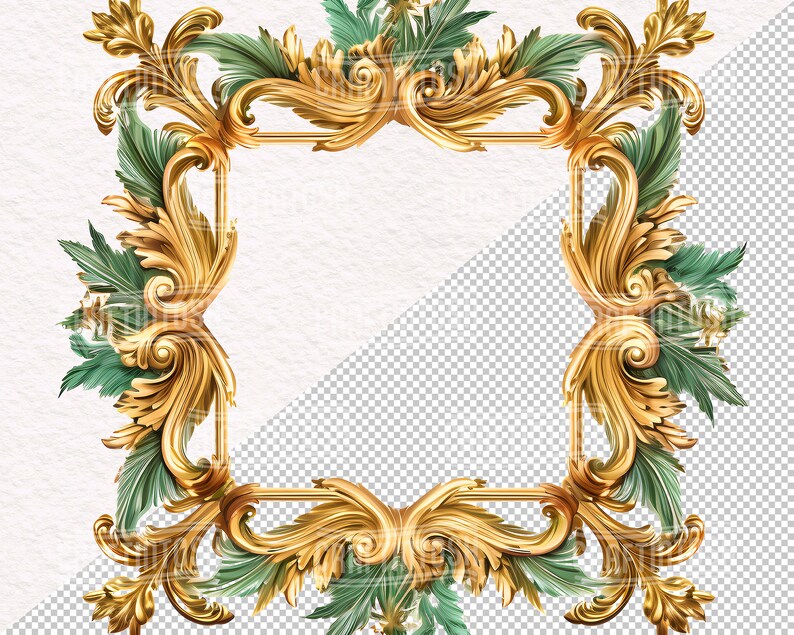 Vintage Gold Frames Clipart Bundle - High Resolution Printable Picture ...