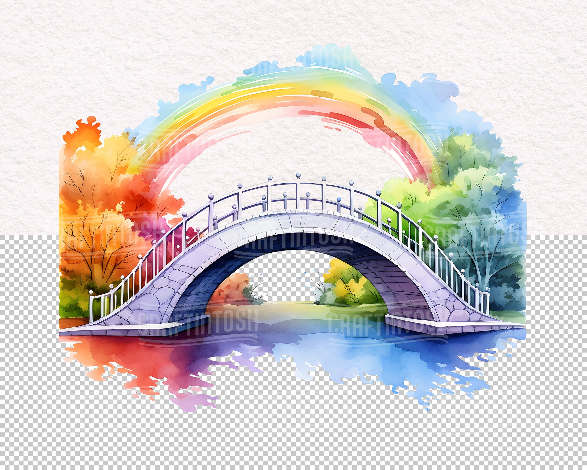 Watercolor Rainbow Bridge Clipart - Pet Memorial, Hope Rainbow PNG ...
