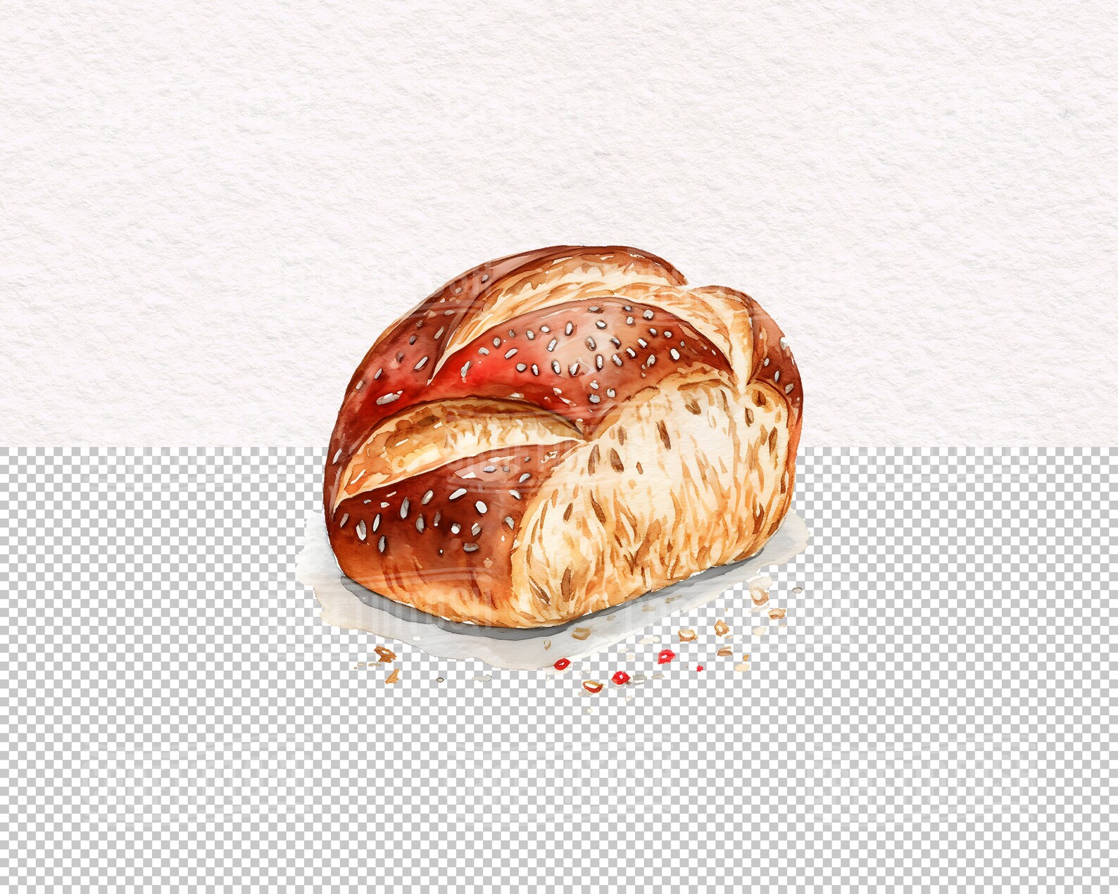 Watercolor Bread Clipart: Bakery Clipart Baking Bread PNG White Bread ...