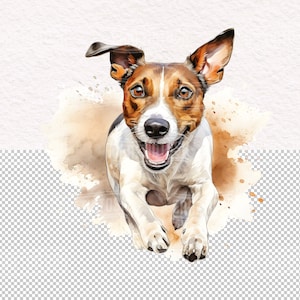 Watercolor Jack Russell Dog PNG Clipart - Cute Puppies Pet Portrait ...
