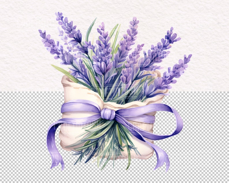 Watercolor Lavender Clipart - Transparent Scrapbooking Herb Clip Art ...