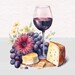 Watercolor Wine and Cheese Clipart Bundle - PNG Cheese Board Wine ...