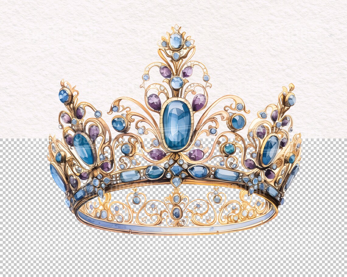 Watercolor Crown & Tiara Clipart PNG Set Commercial Use High Resolution ...
