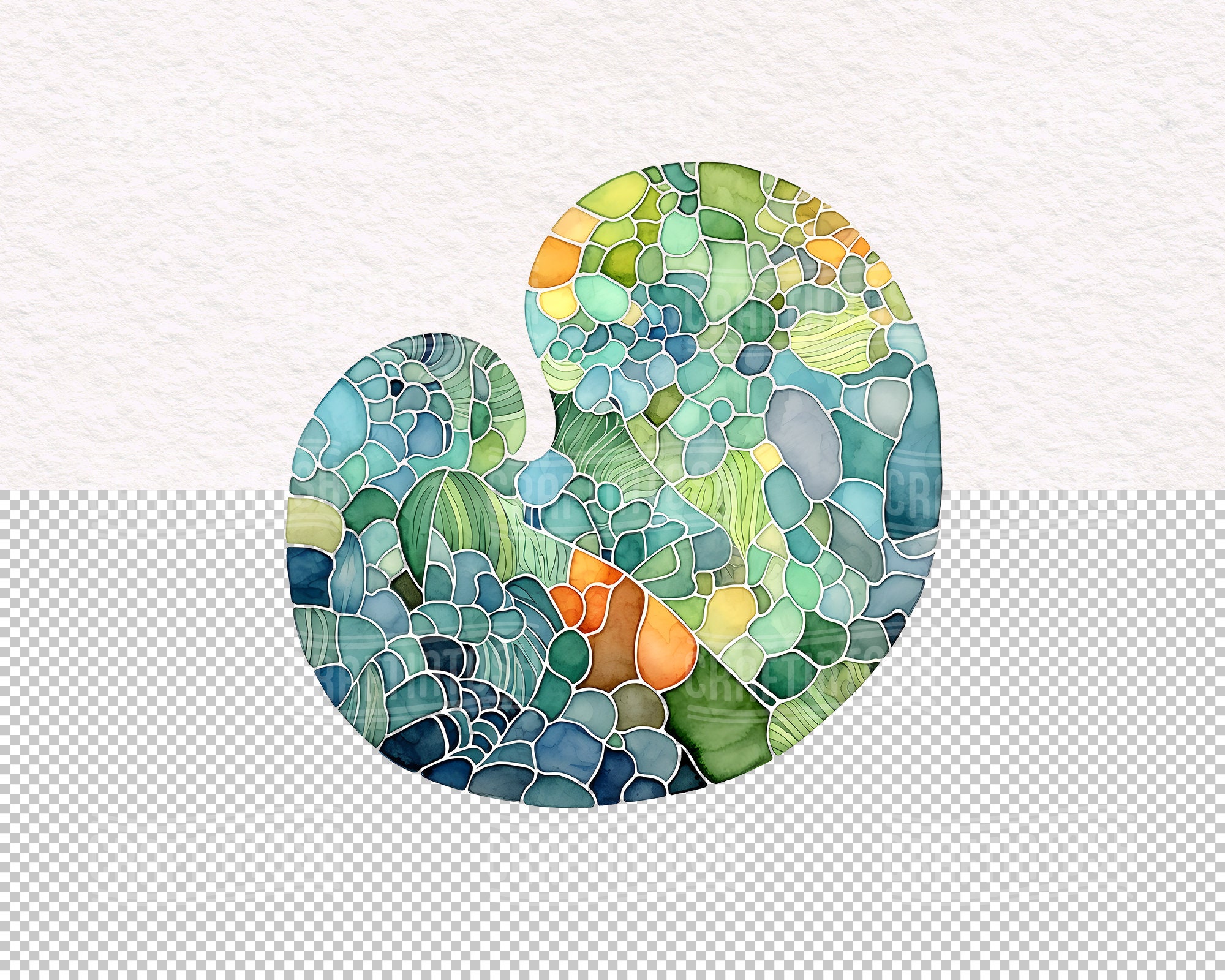 Watercolor Abstract Shapes Clipart Blue Green Art Geometric Mosaic ...