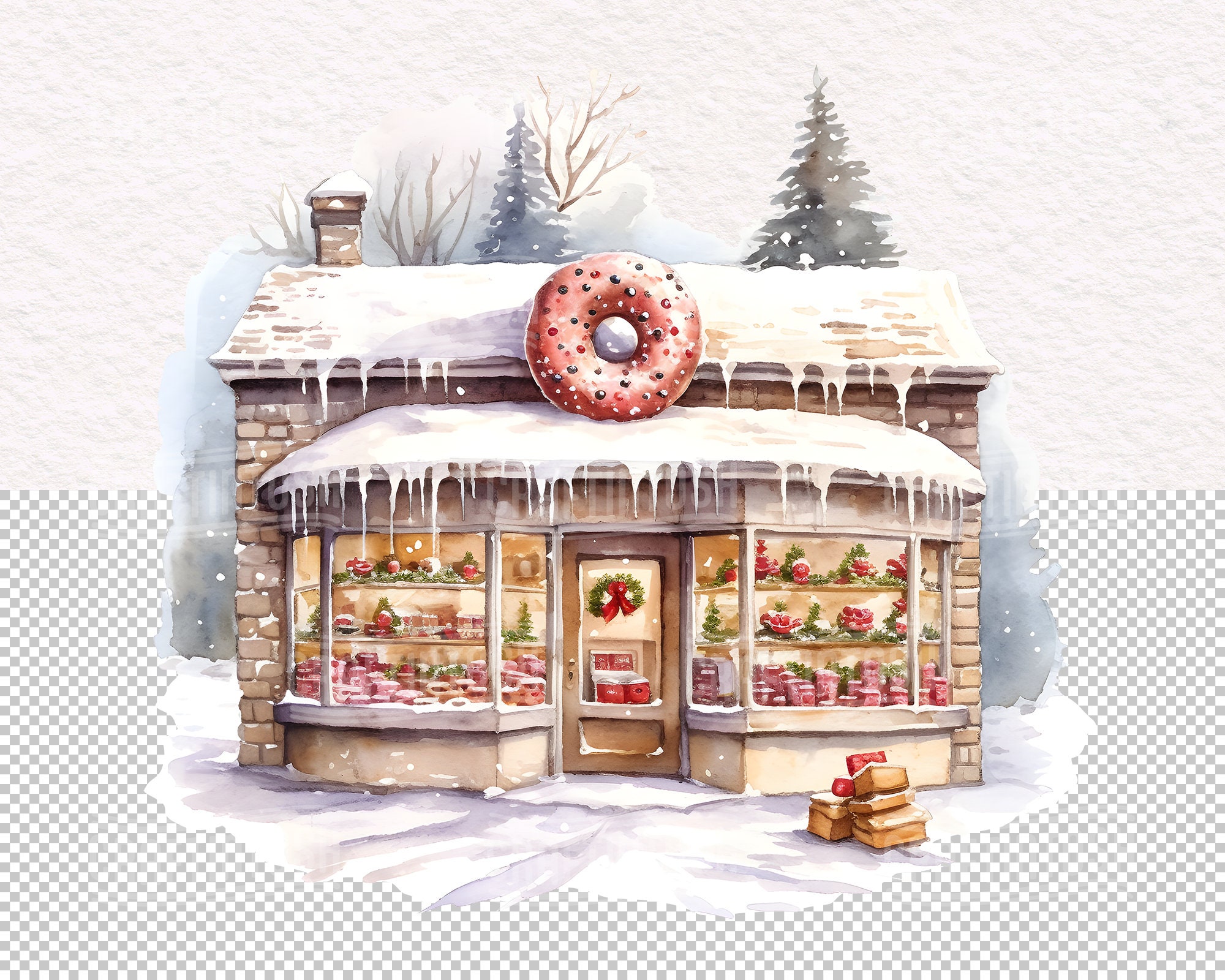 Watercolor Donut Shop Clipart PNG Donut Clip Art Bakery Sweet Dessert ...