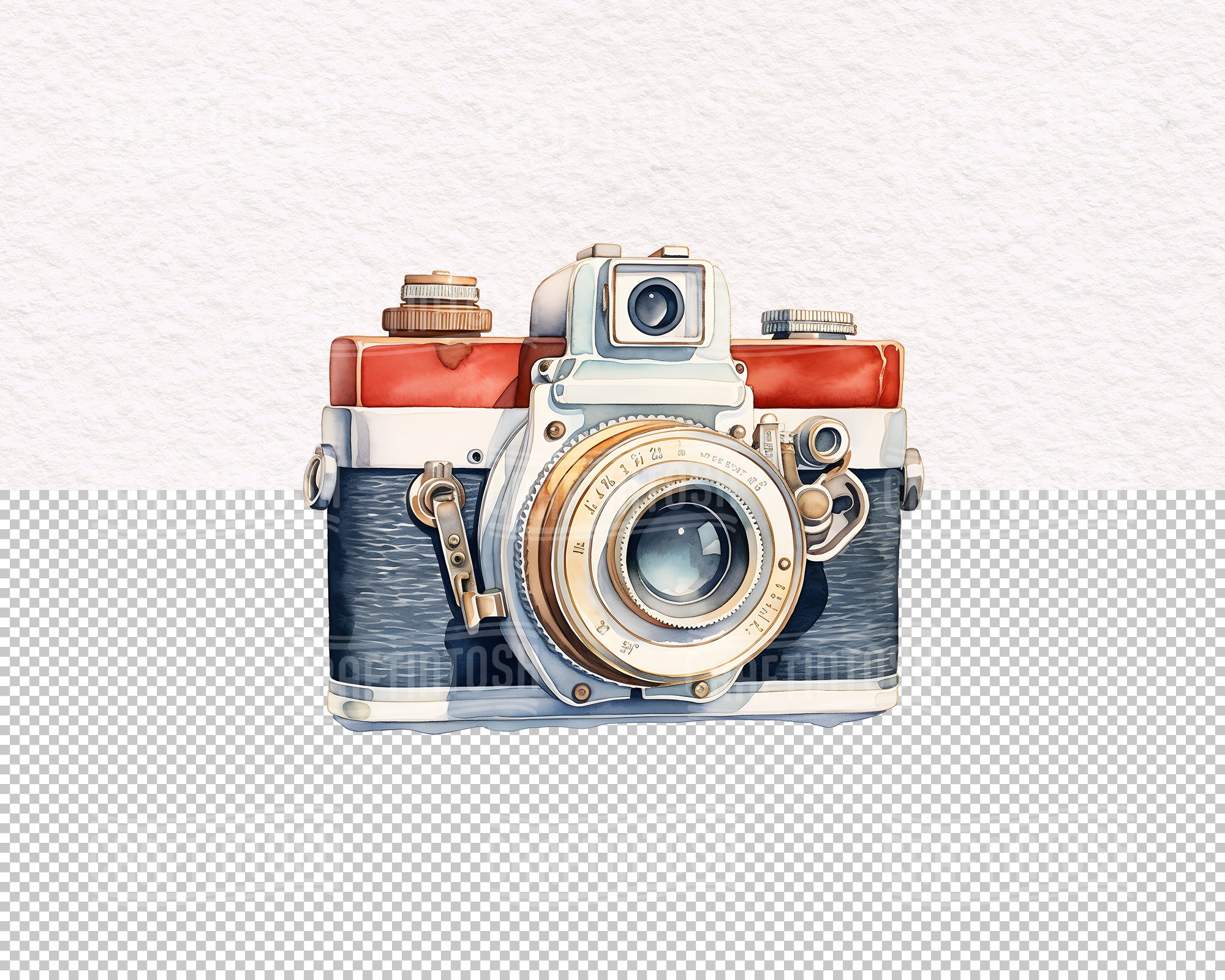 Watercolor Vintage Camera Clipart Transparent Retro Camera PNG ...