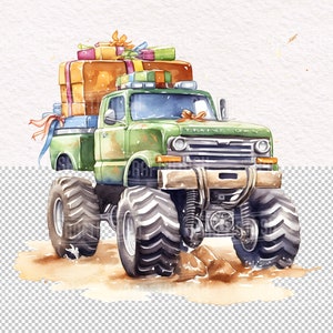 Watercolor Monster Truck Clip Art 53 PNG Set - Digital Graphics ...