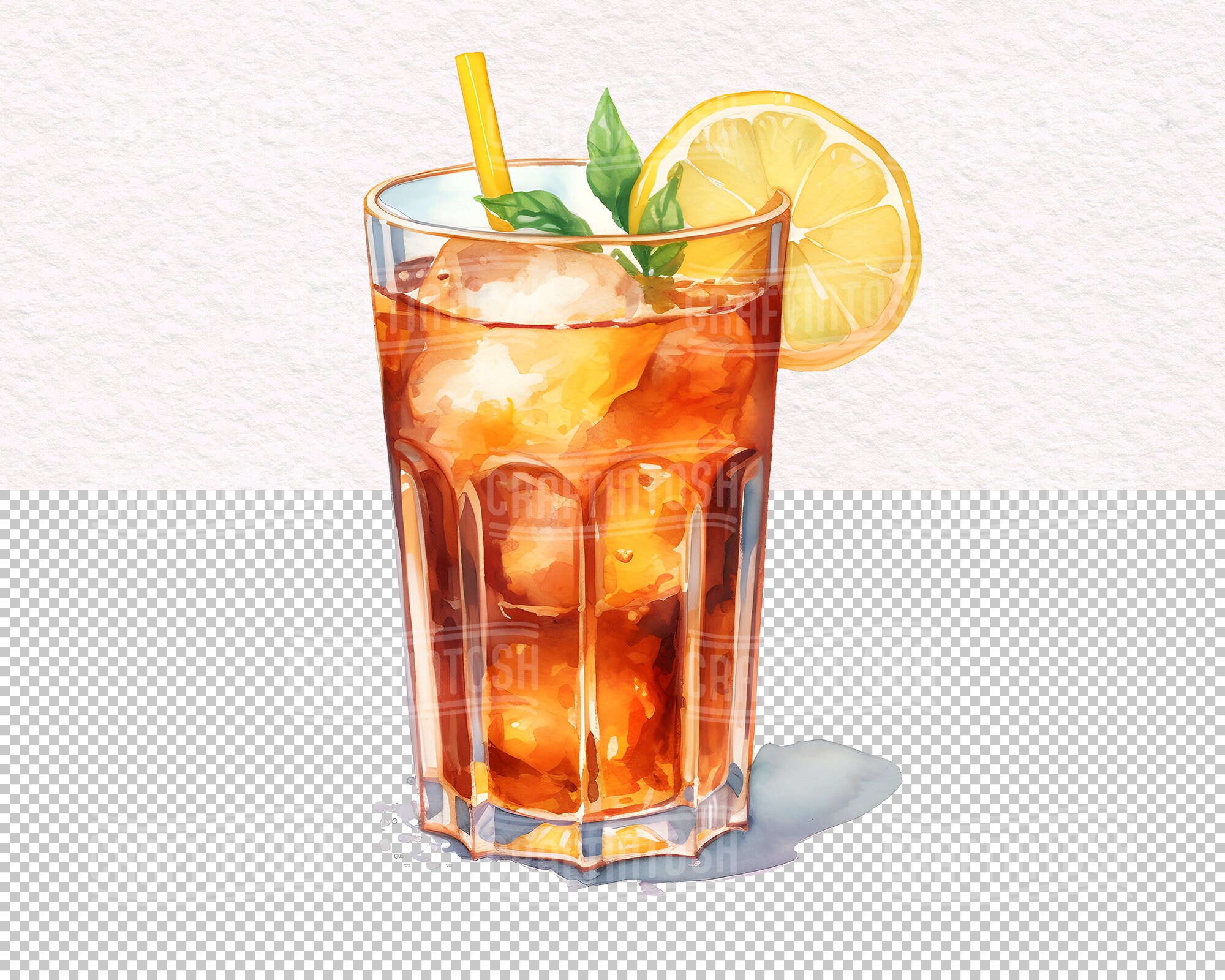 Watercolor Iced Tea Clipart Transparent Ice Tea Pitcher Ice Tea Glasses ...