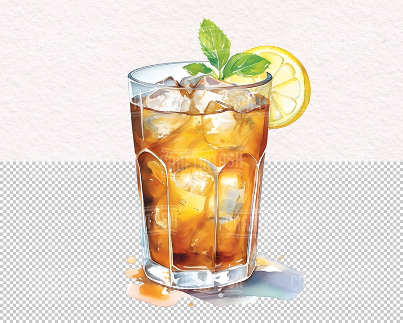 Watercolor Iced Tea Clipart Transparent Ice Tea Pitcher Ice Tea Glasses ...
