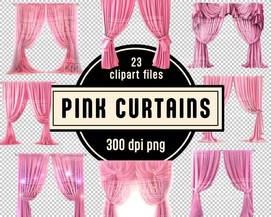 Watercolor Pink Curtains Clipart - 23 PNG Digital Graphics Instant ...
