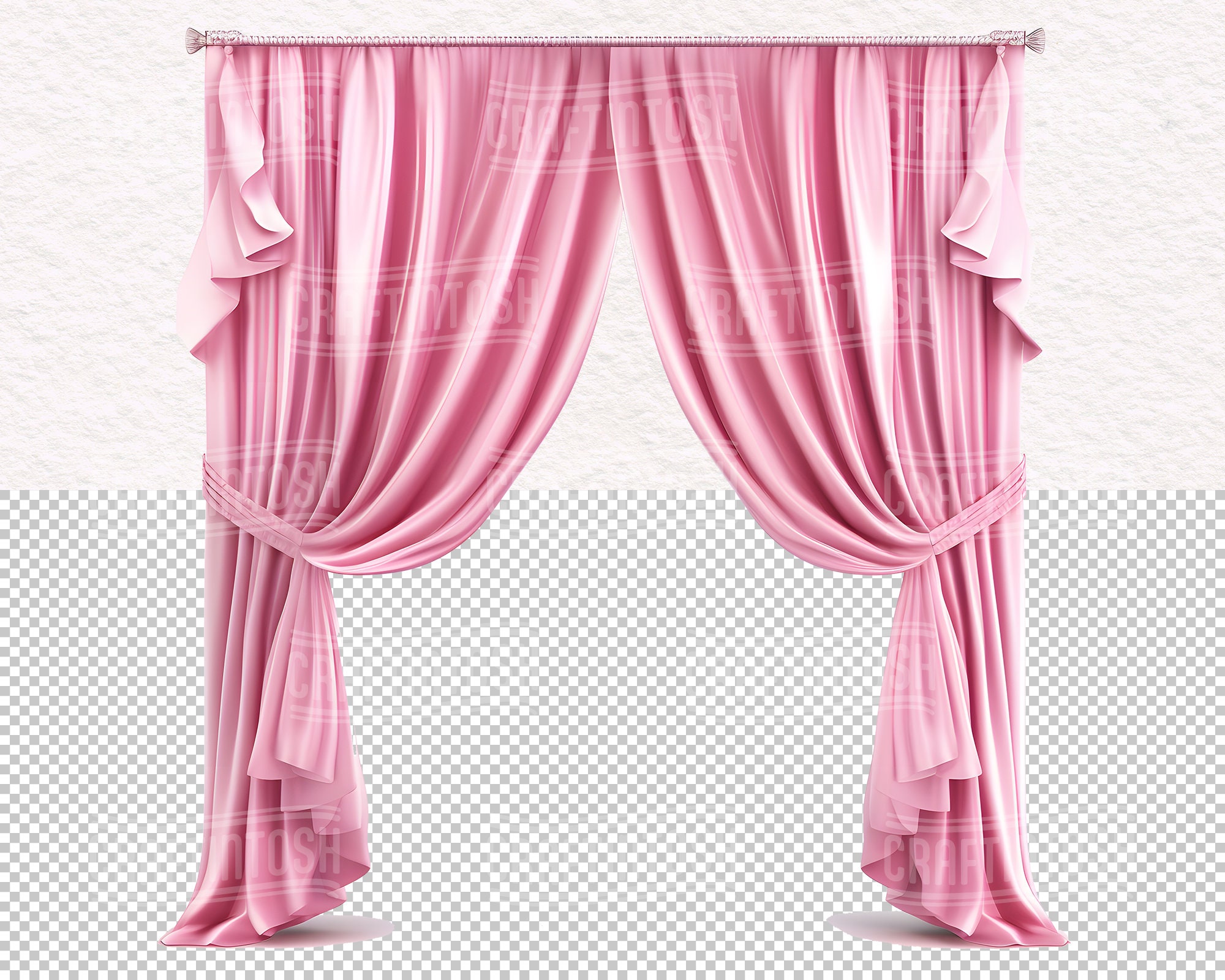 Watercolor Pink Curtains Clipart - 23 PNG Digital Graphics Instant ...