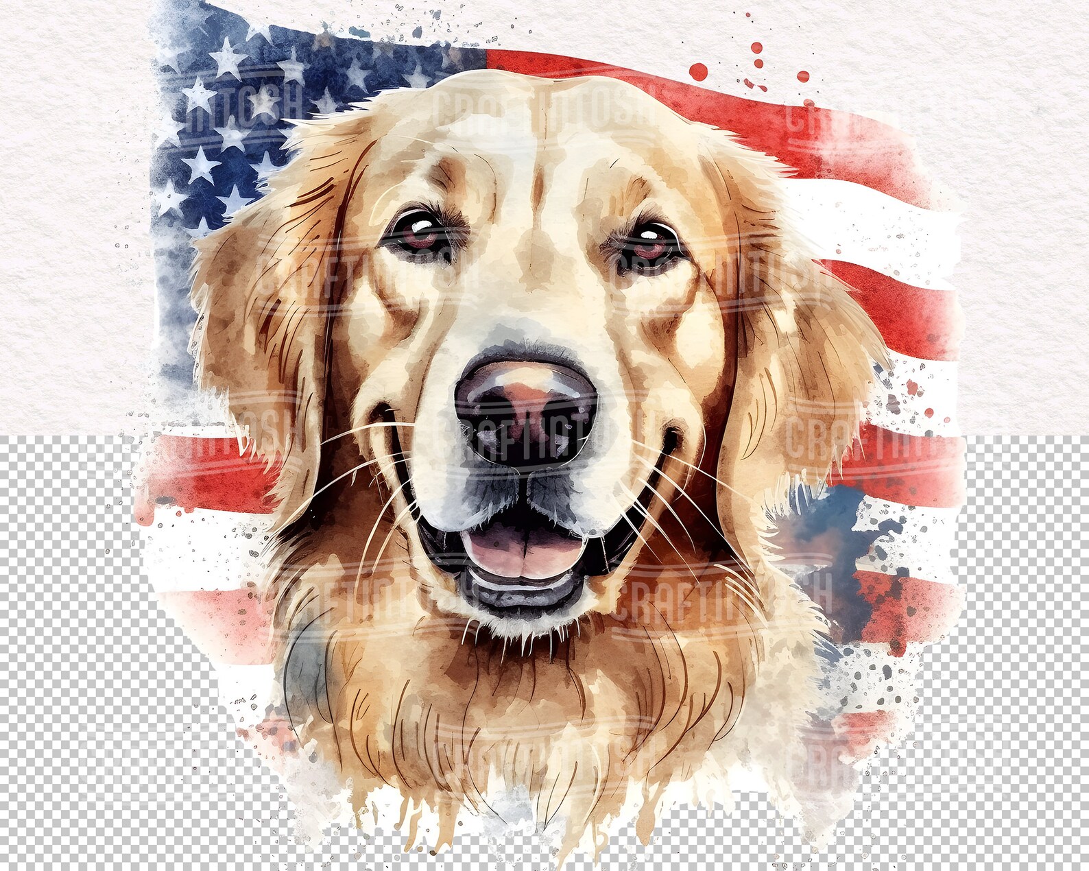 Patriotic Dogs 4th of July Watercolor Clipart - Cute Pet Portrait ...