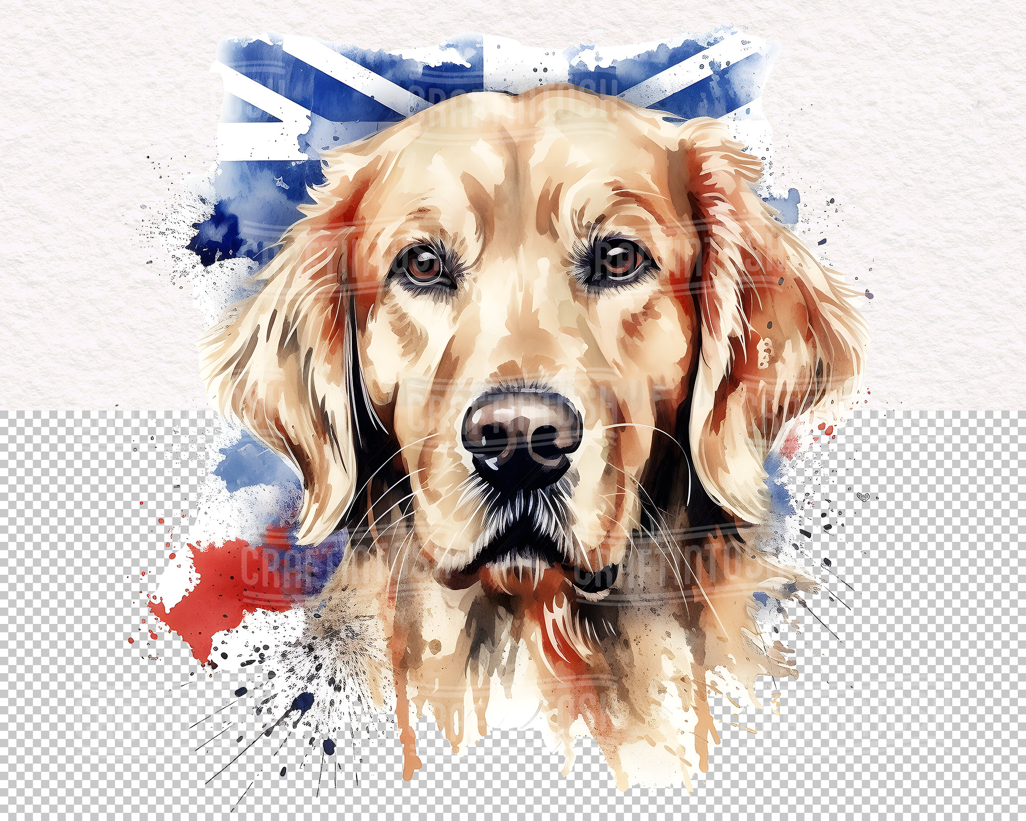 Watercolor British Dogs Clipart PNG Bundle - Union Jack Dog Pet ...