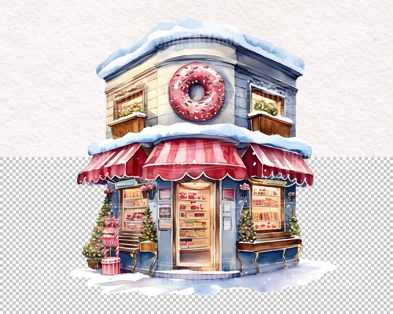 Watercolor Donut Shop Clipart PNG Donut Clip Art Bakery Sweet Dessert ...