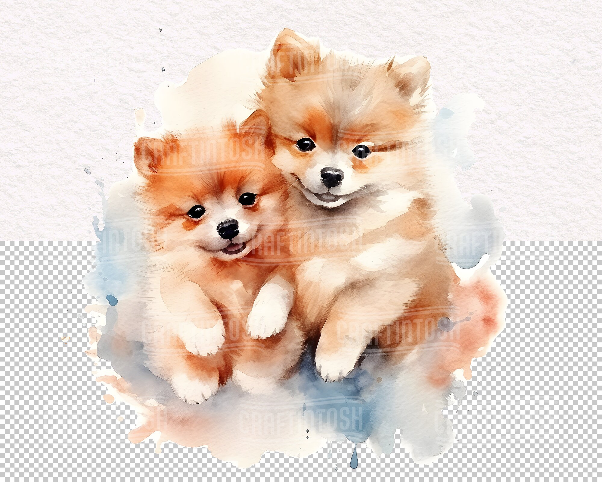 Watercolor Puppies PNG Clipart Bundle: Cute Two Pet Portrait Dogs ...