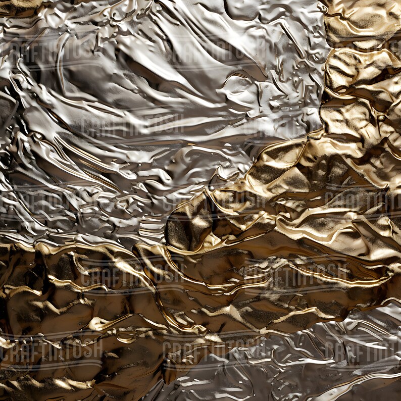 Silver Gold Foil Digital Papers Art Set - 27 PNG Digital Graphics ...