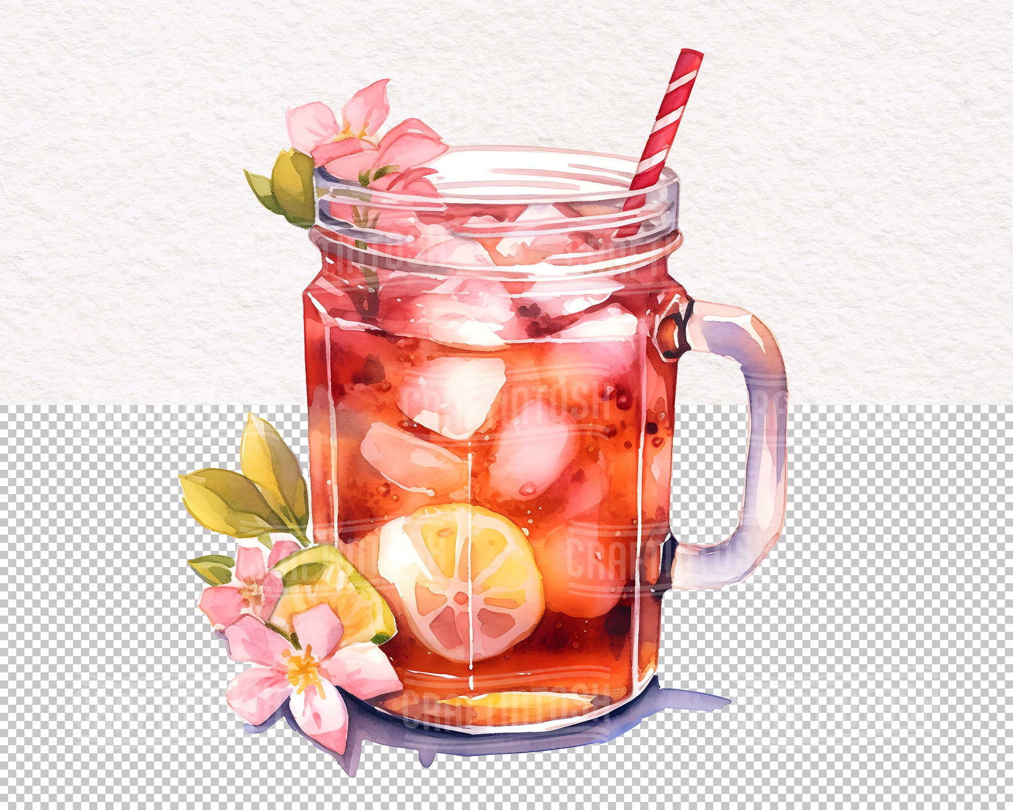 Watercolor Iced Tea Clipart Transparent Ice Tea Pitcher Ice Tea Glasses ...