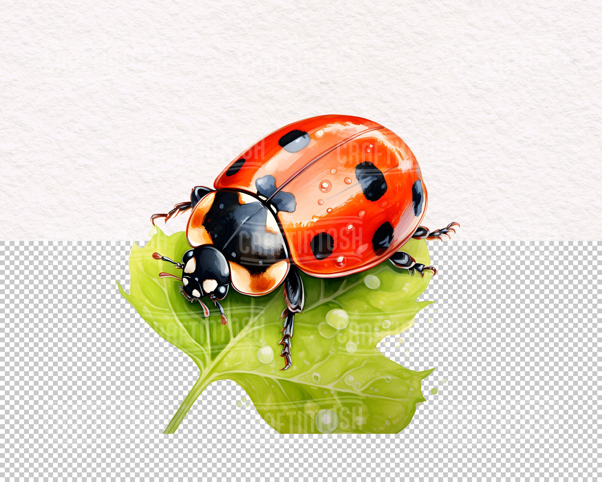 Watercolor Crawling Ladybug Clipart - Transparent Insect Clipart Cute ...