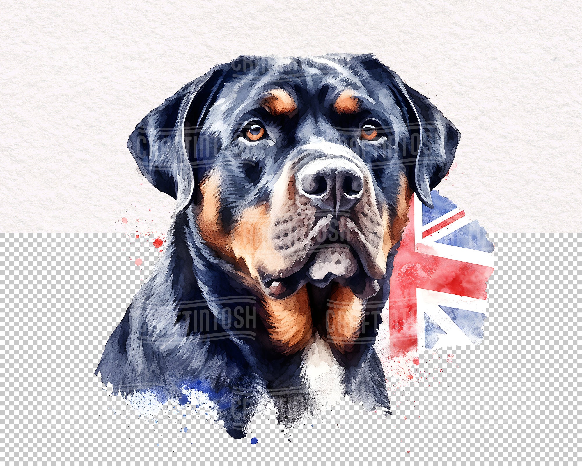Watercolor British Dogs Clipart PNG Bundle - Union Jack Dog Pet ...