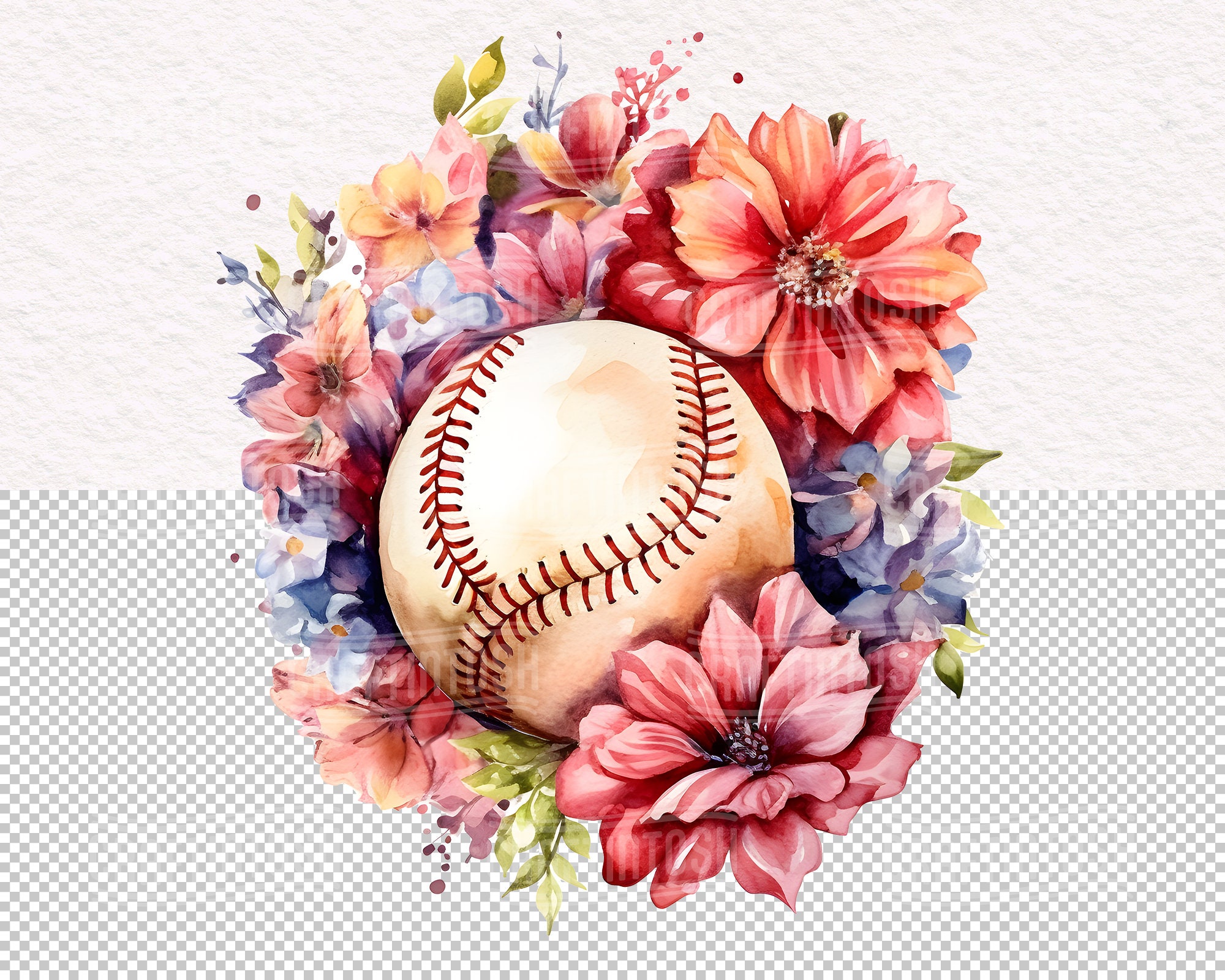 Watercolor Baseball Clipart Set 66 Softball Sports PNG Ball Bat Glove ...