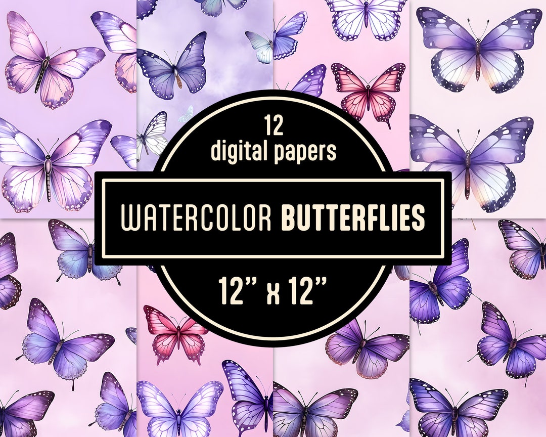 Watercolor Butterfly Digital Paper, Instant Download for Commercial Use ...