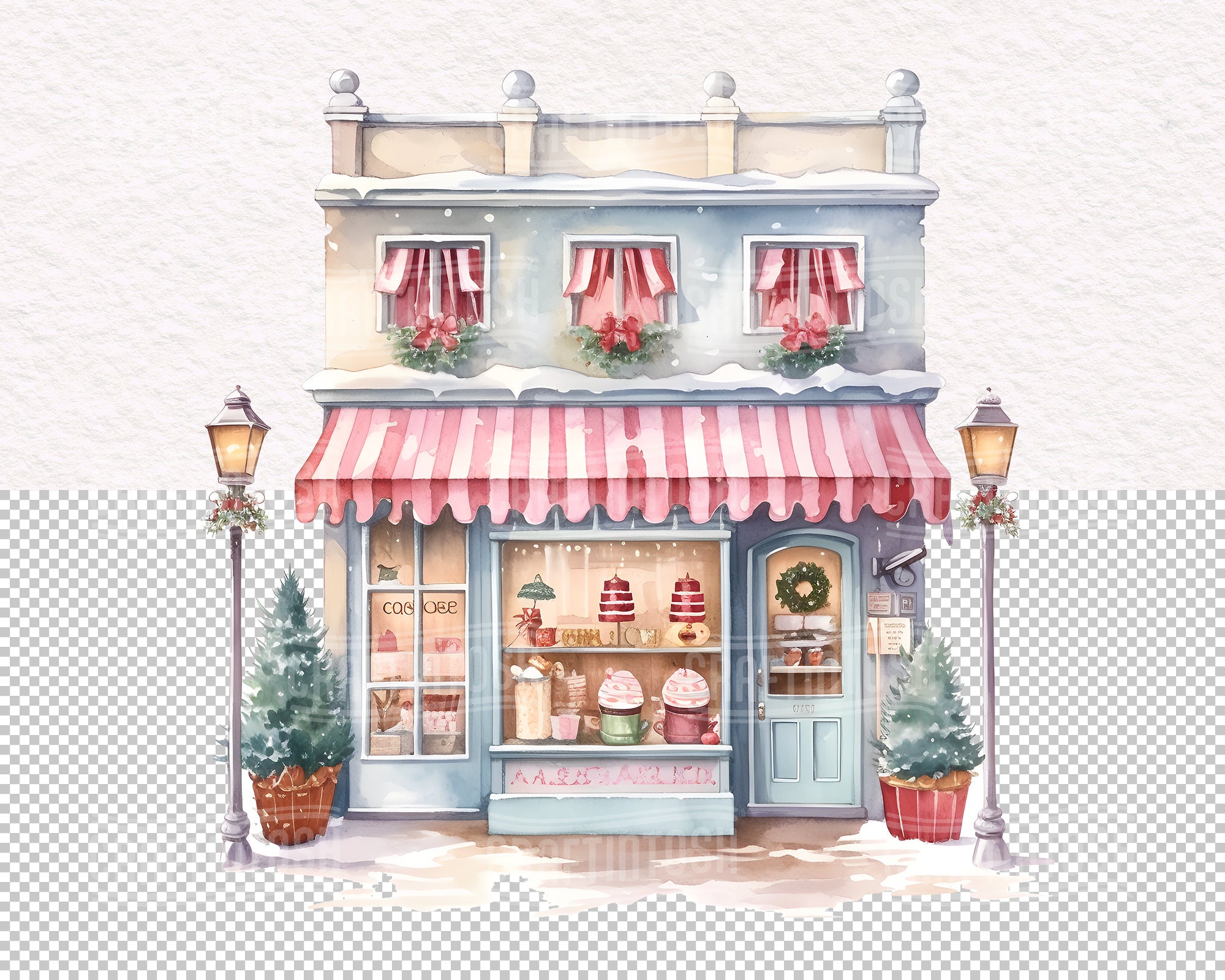 Watercolor Cute Ice Cream Shop Clipart Transparent Ice Cream PNG Summer ...