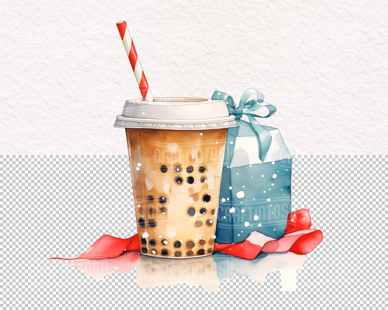 Watercolor Boba Tea Clipart - Bubble Tea PNG Tapioca Tea Boba Nai Cha ...