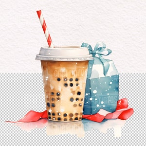 Watercolor Boba Tea Clipart Bubble Tea PNG Tapioca Tea Boba Nai Cha ...