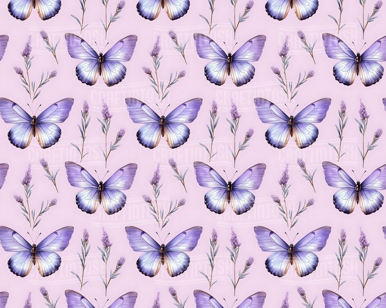 Purple Pink Butterfly Seamless Patterns - Digital Graphics Instant ...