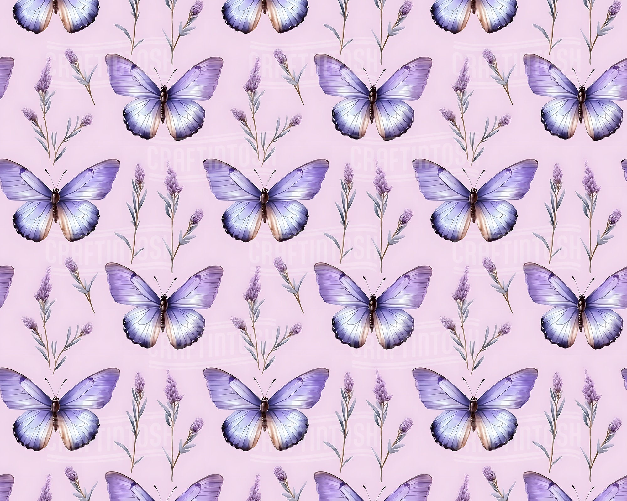 Purple Pink Butterfly Seamless Patterns - Digital Graphics Instant ...