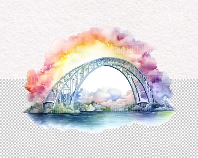 Watercolor Rainbow Bridge Clipart - Pet Memorial, Hope Rainbow PNG ...