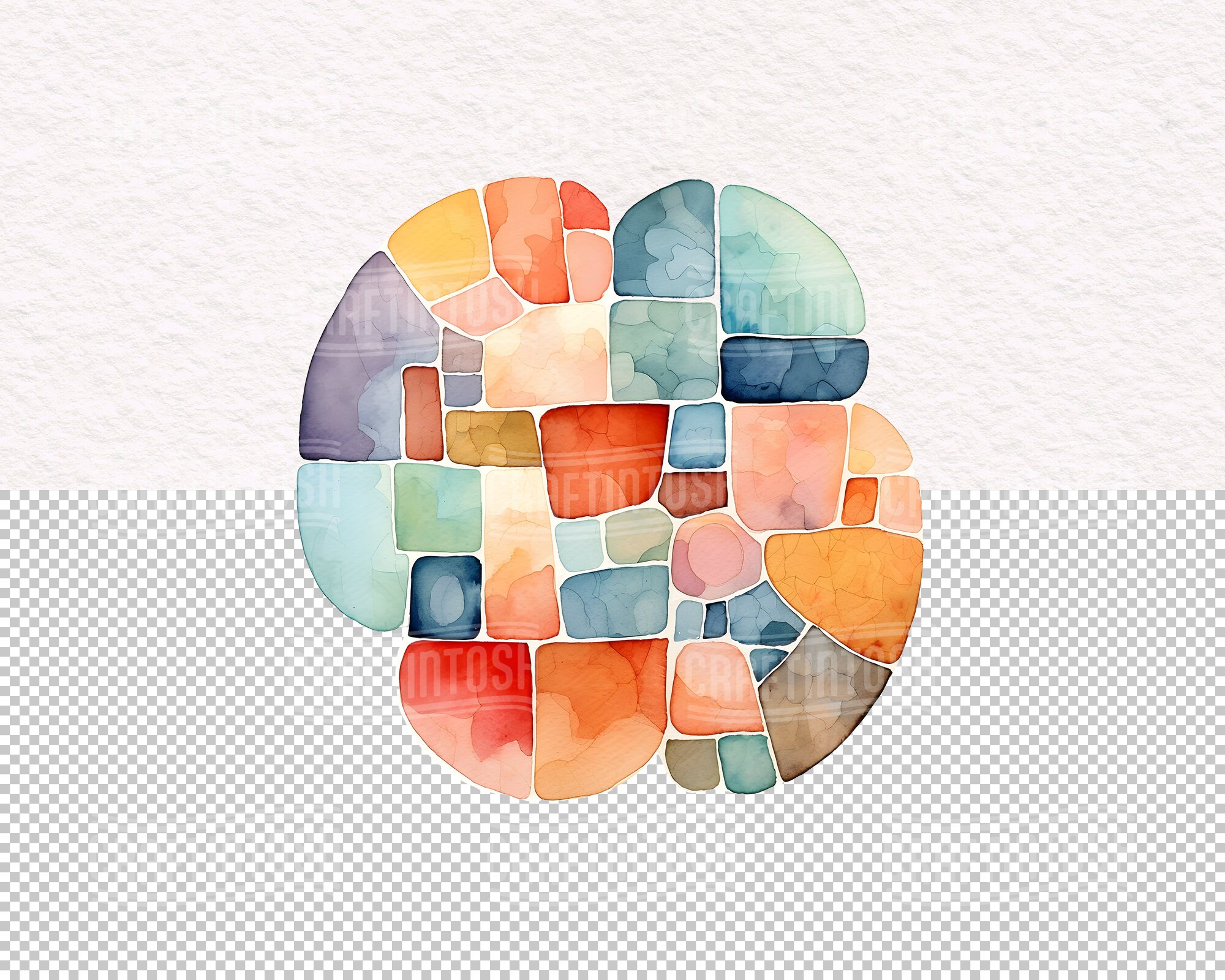Watercolor Abstract Shapes Clipart Blue Green Art Geometric Mosaic ...