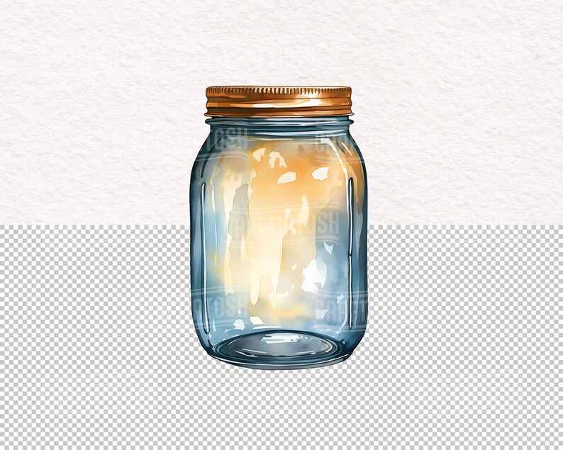 Watercolor Rustic Mason Jar Clipart: Transparent PNG, Enchanted Forest ...