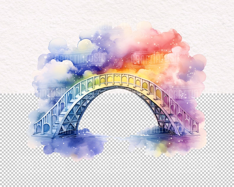 Watercolor Rainbow Bridge Clipart - Pet Memorial, Hope Rainbow PNG ...