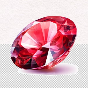Watercolor Red Ruby Gemstone Clipart - 26 PNG Ruby Clipart Cut Heart ...