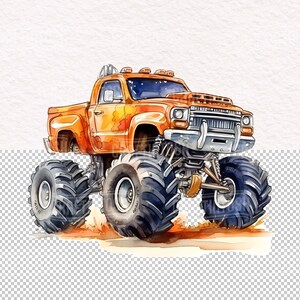 Watercolor Monster Truck Clip Art 53 PNG Set - Digital Graphics ...