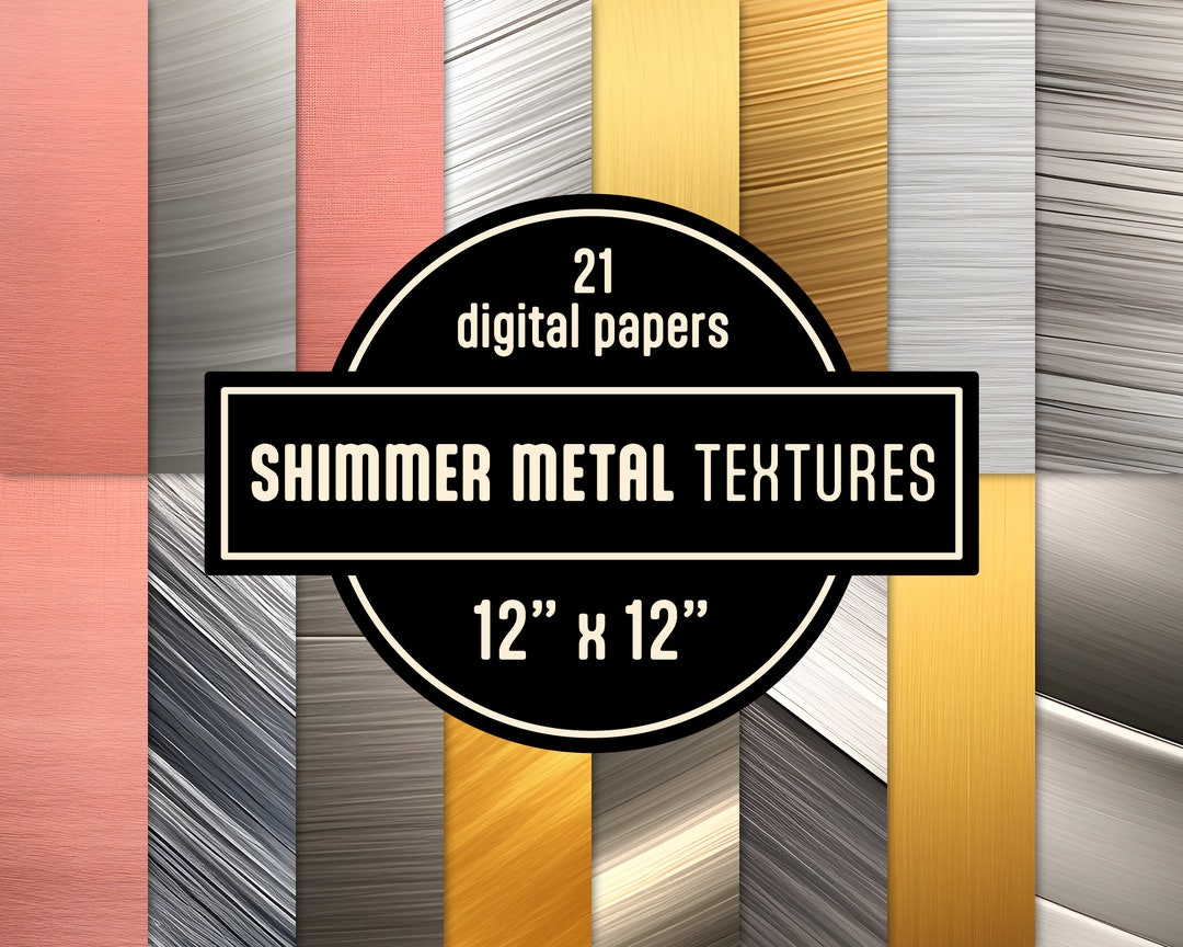 Shimmer Metal Clipart - Brushed Metal Textures, Gold, Rose Gold, Silver ...