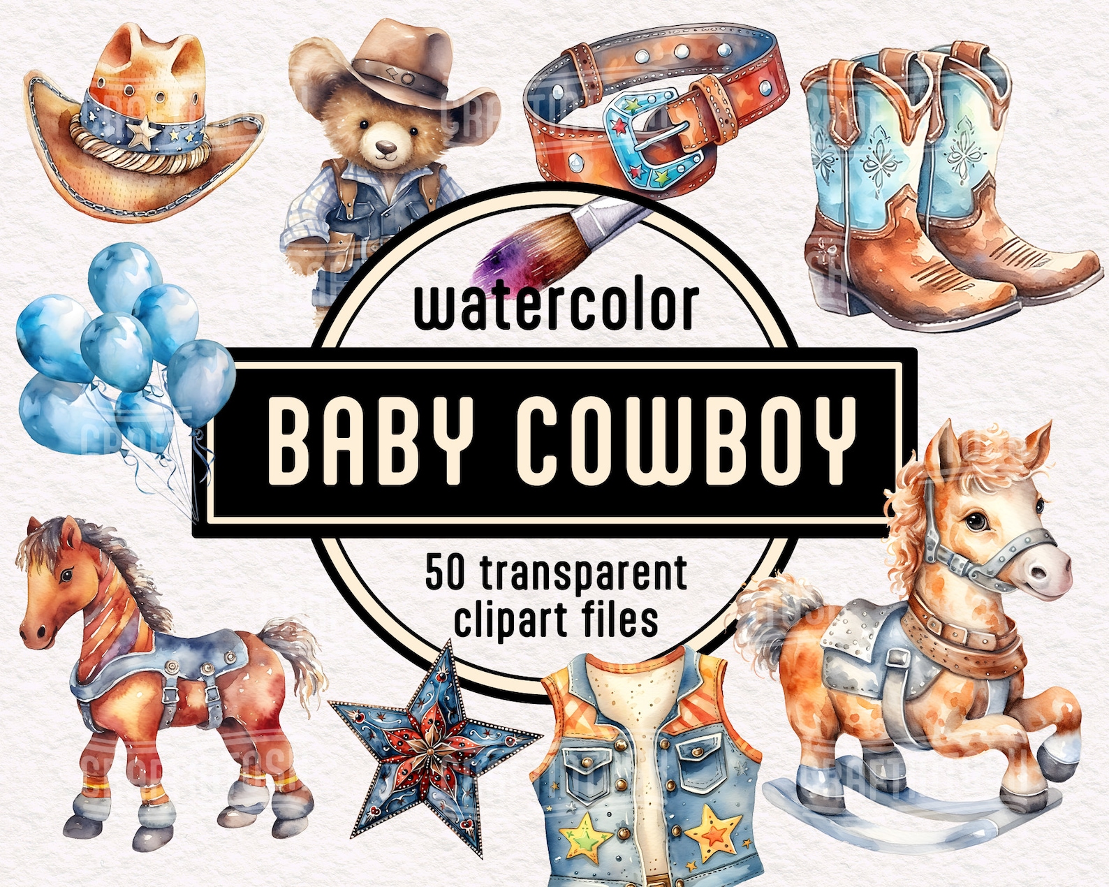 Watercolor Baby Cowboy PNG Clipart Set - Digital Graphics Instant ...
